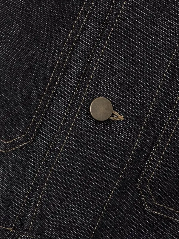 LEMAIRE Cropped Organic Denim Jacket - Blue
