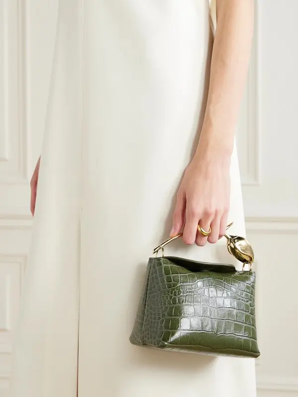 Erdem Bloom Mini Croc-effect Leather Clutch - Green