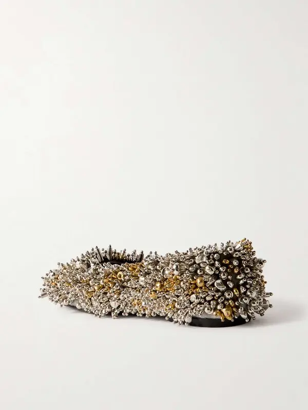 Dries Van Noten Embellished Felt Ballet Flats - Dark Brown