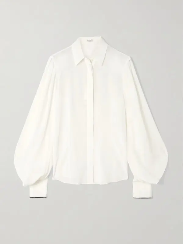 Brunello Cucinelli Bead-embellished Silk Shirt