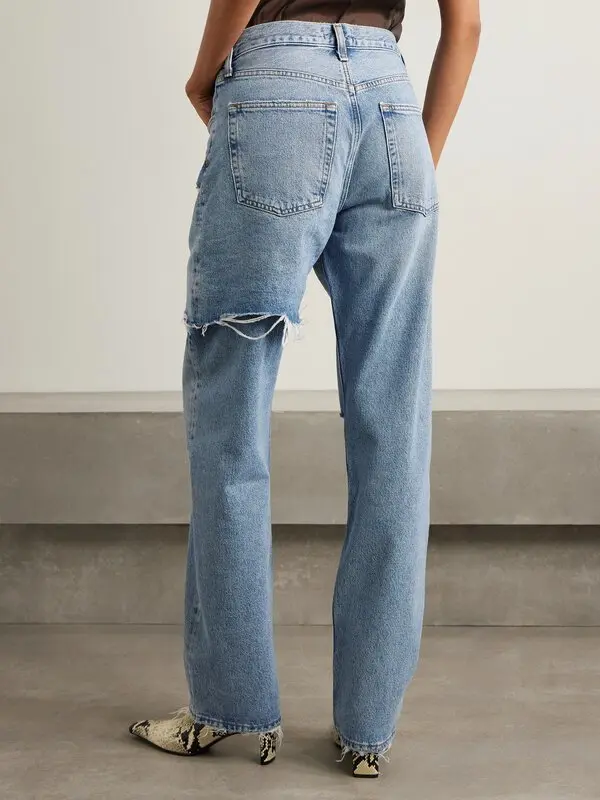 AGOLDE Amryn Distressed High-rise Wide-leg Jeans