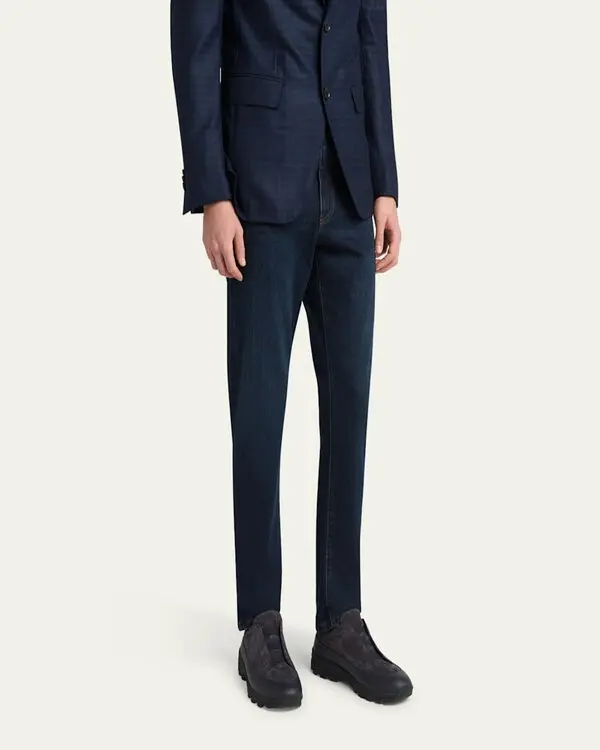 Zegna Triple Stitch Monte Suede And Leather Slip-on Sneakers - Navy Blue