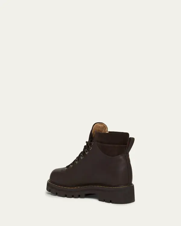 Loro Piana Beinn Walk Leather Ankle Boots - Chocolate