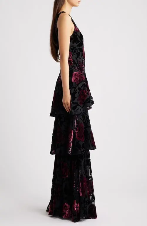 Lulus Elodie Burnout Floral Tiered Dress