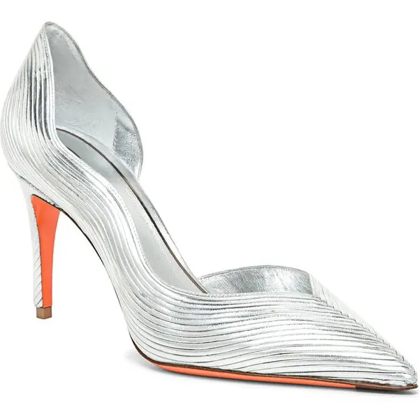 Santoni Leather High-heel Pump - Silver
