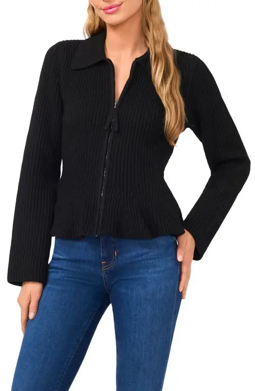 Ted Baker London Peplum Ribbed Zip-up Cardigan