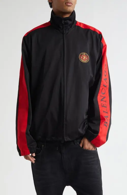 Balenciaga Embroidered Crest Cotton Track Jacket