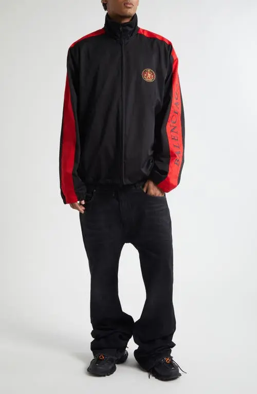 Balenciaga Embroidered Crest Cotton Track Jacket