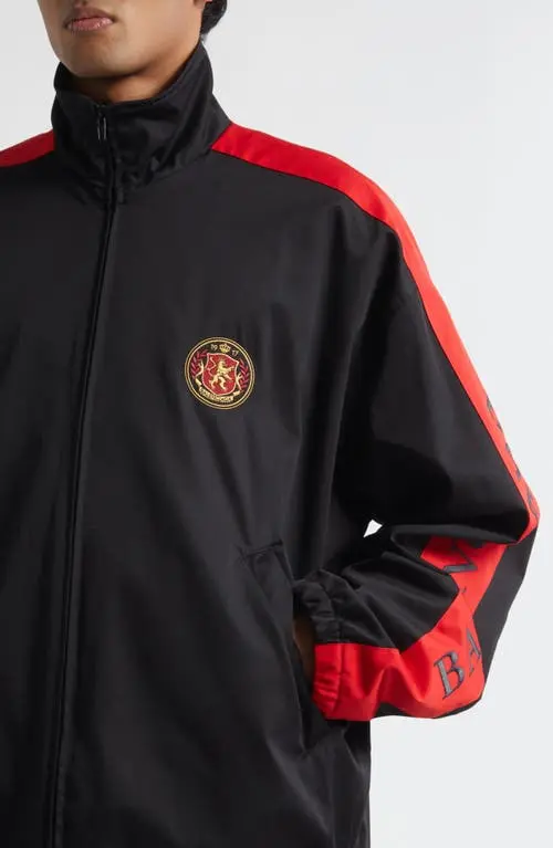 Balenciaga Embroidered Crest Cotton Track Jacket