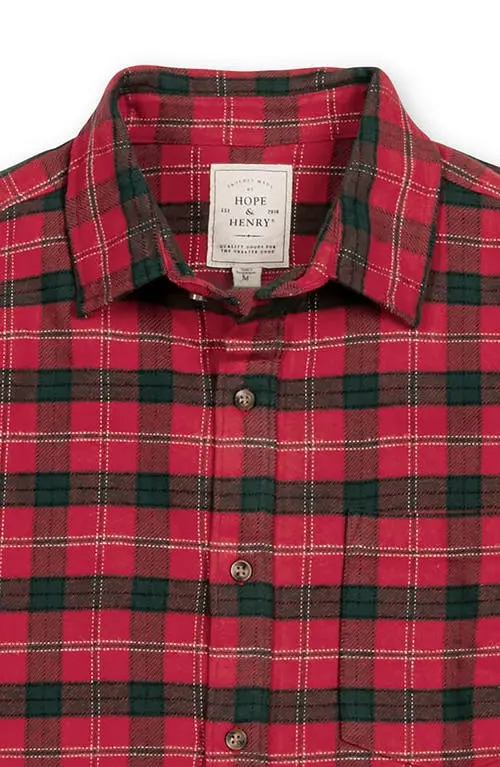 HOPE & HENRY Organic Long Sleeve Flannel Button Down Shirt - London Plaid