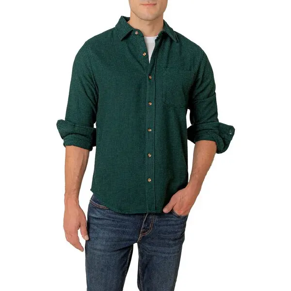 HOPE & HENRY Organic Long Sleeve Flannel Button Down Shirt - Scottish Herringbone