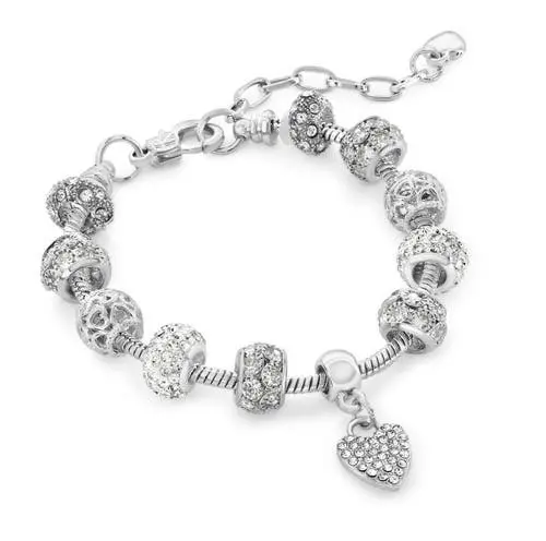 DONATELLO GIAN Crystal Heart Charm Bracelet