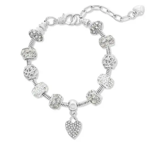 DONATELLO GIAN Crystal Heart Charm Bracelet - Silver