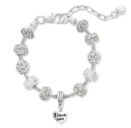 DONATELLO GIAN I Love You Heart Charm Bracelet - Silver
