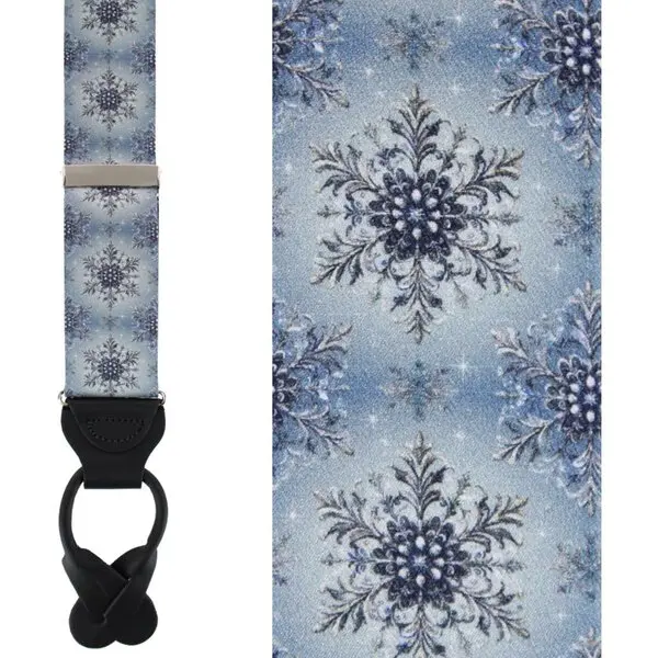 Trafalgar Silk Snowflake Button End Braces - Light Blue