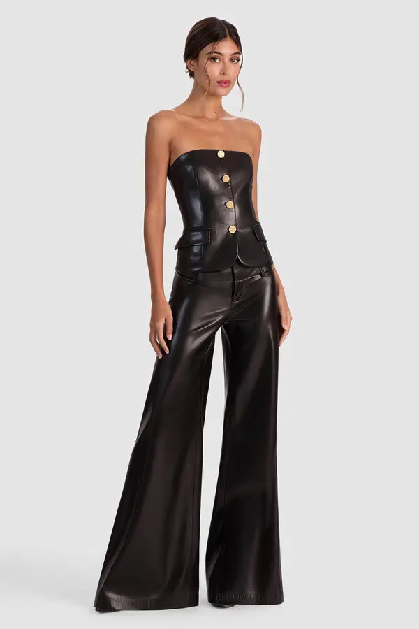 Alice + Olivia Madison Vegan Leather Bustier Top