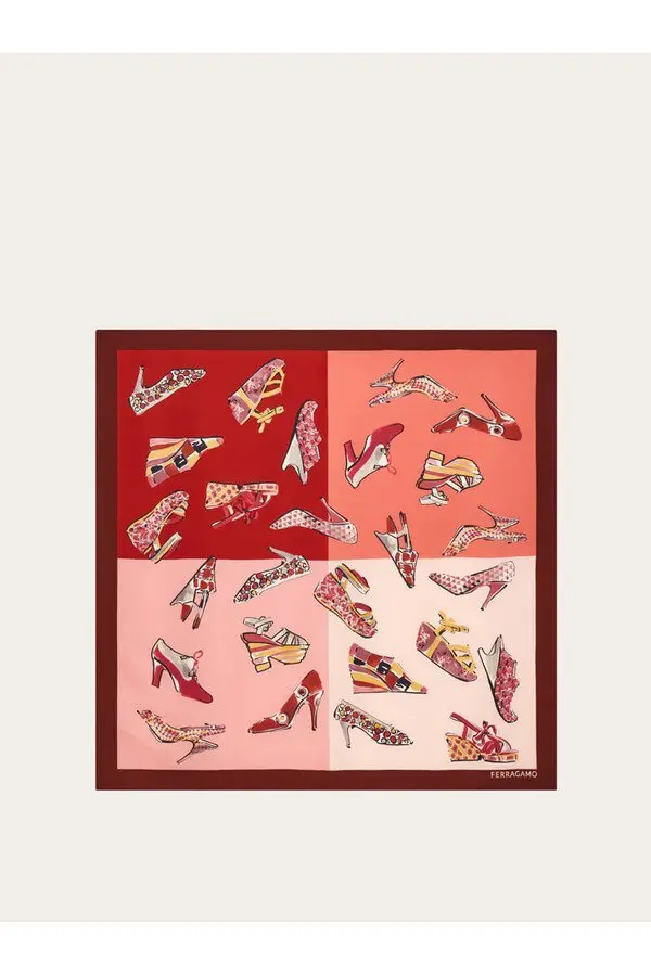 FERRAGAMO Genio Print Silk Scarf - Pink