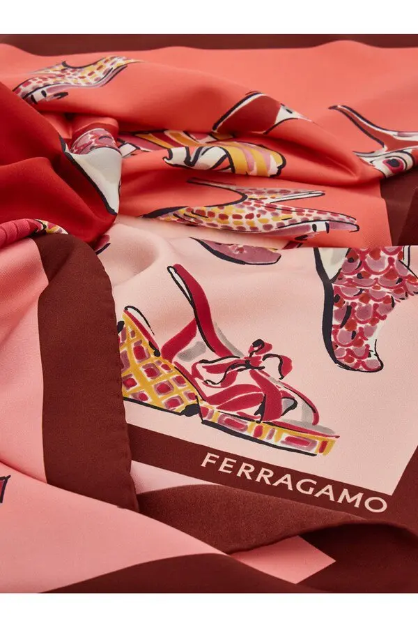 FERRAGAMO Genio Print Silk Scarf
