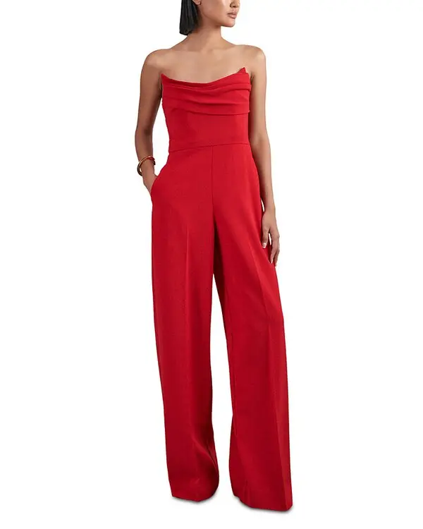 REISS Structured Bandeau Jumpsuit - Red