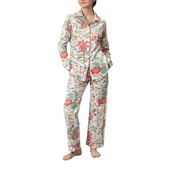 MATOUK Luca Egyptian Cotton Percale Pajama Set - Pomegranate Pink Coral