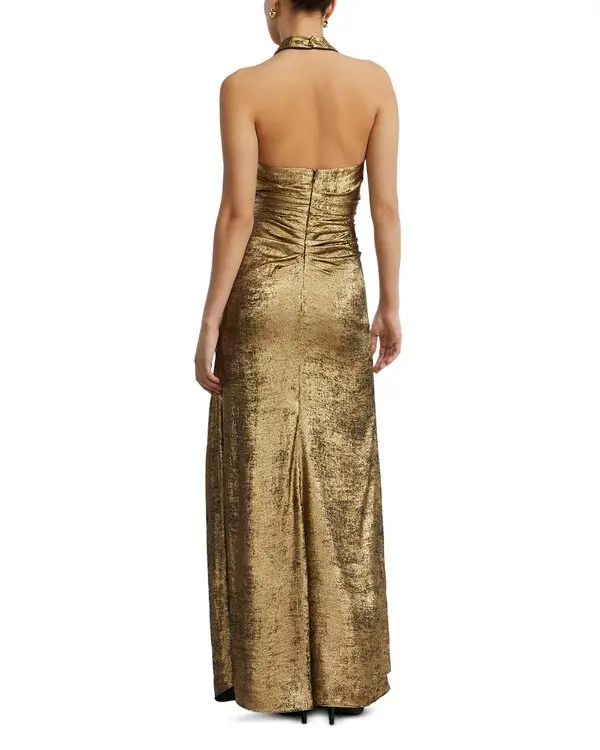 Bcbgmaxazria Lame Halter Gown