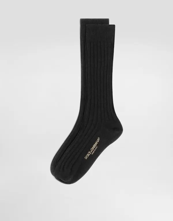 Dolce & Gabbana Ribbed Wool Socks - Black