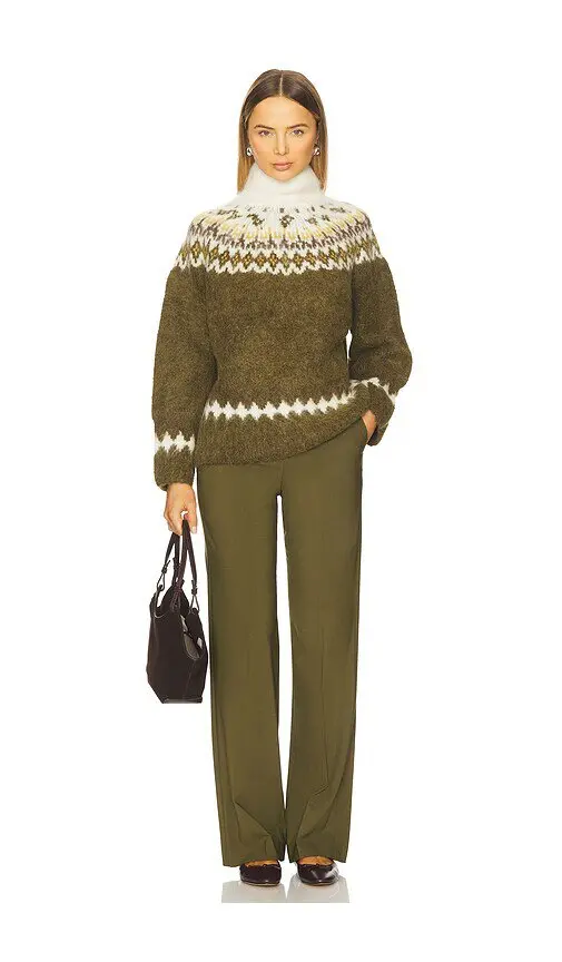 Rag & Bone Beth Oversized Fair Isle Turtleneck - Army Multi