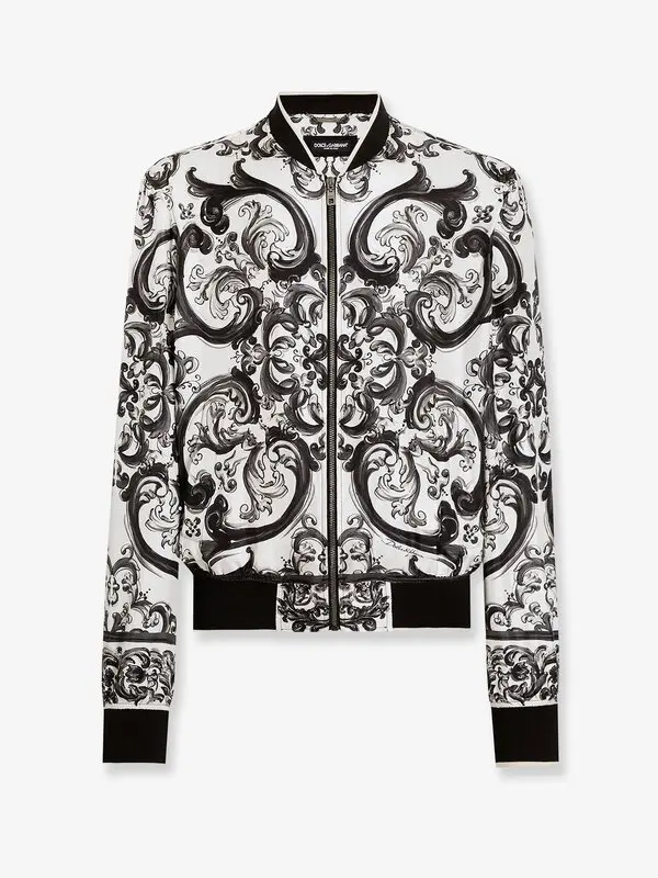 Dolce & Gabbana Silk Jacket With Maiolica Print