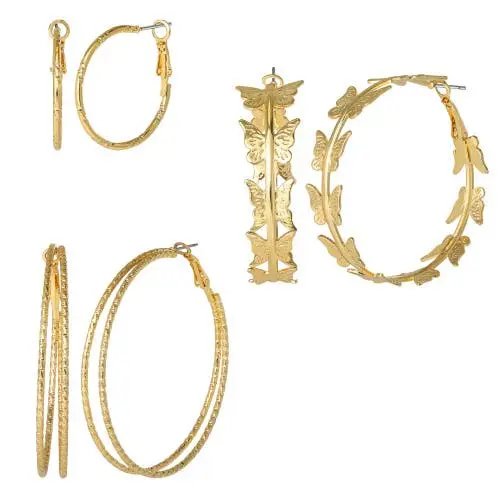 Jessica Simpson 3-piece Hoop Earring Set - Gold