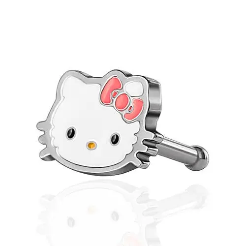 HELLO KITTY 20g Stainless Steel Nose Ring - Hello Kitty White