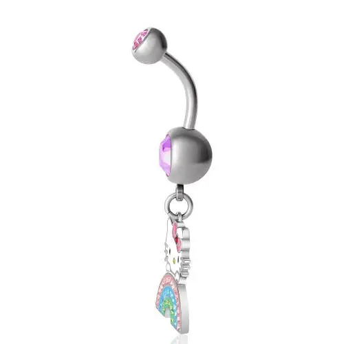 HELLO KITTY Crystal Dangle Belly Button Ring
