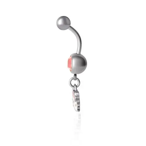 HELLO KITTY Crystal Belly Ring - Silver/white