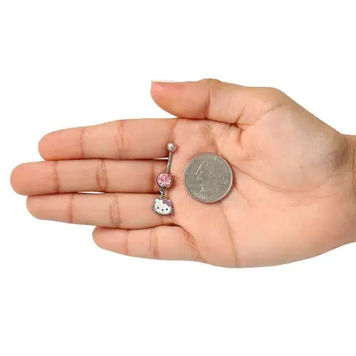 HELLO KITTY Crystal Belly Ring - Silver/white