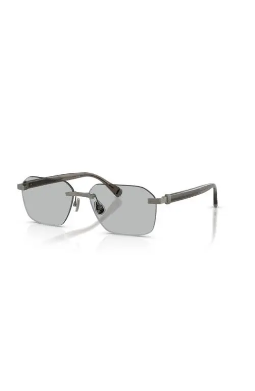 Brunello Cucinelli 57mm Rectangle Rimless Optical Glasses - Grey