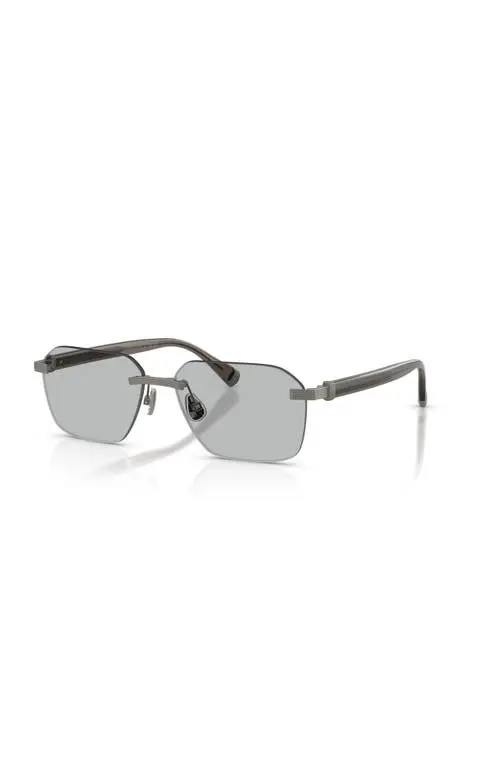 Brunello Cucinelli Rectangle Rimless Eyeglasses - Grey
