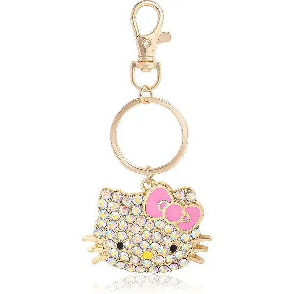 HELLO KITTY Pave Crystal Keychain - Silver/ Pink