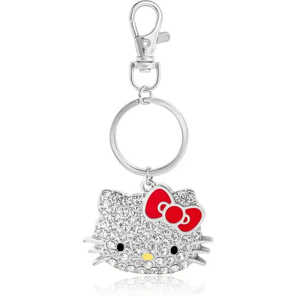 HELLO KITTY Pave Crystal Keychain - Silver