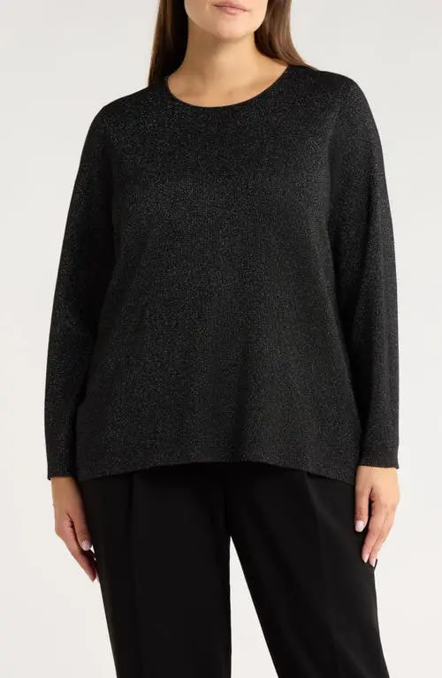Eileen Fisher Metallic Shimmer Wool Blend Crewneck Sweater