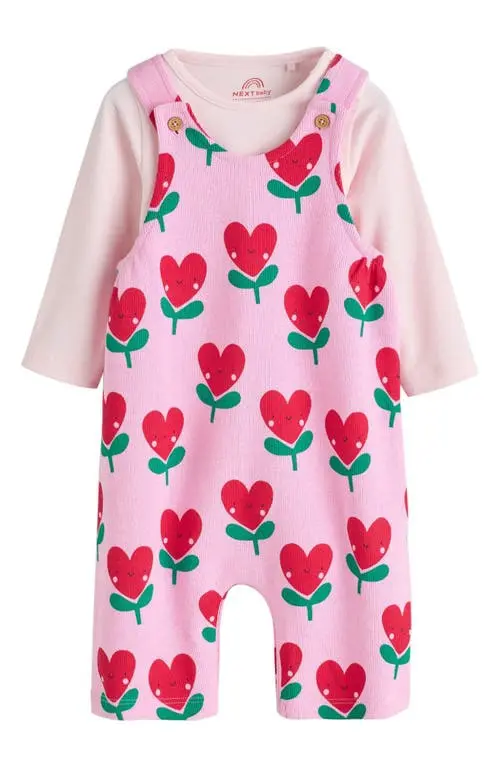 NEXT Flower Heart Overalls And Bodysuit Set - Pink