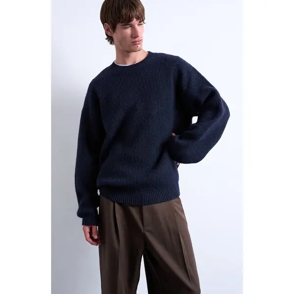 Topman Oversized Ribbed Crewneck Sweater