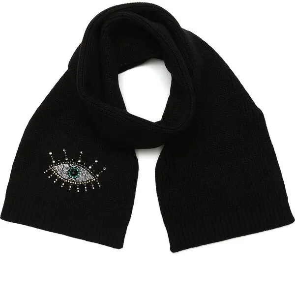 Kurt Geiger Evil Eye Crystal Embellished Scarf - Black