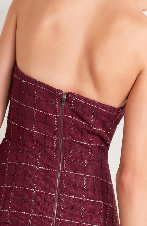 FREEMARKET Bouclé Tweed Strapless Mini Dress