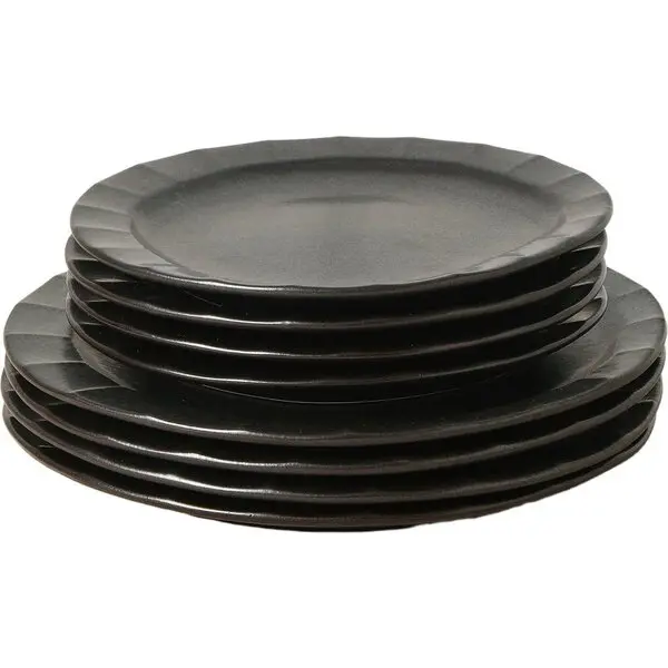 STONE + LAIN Oasis Stoneware 4-piece Dinner Plate Set - Black