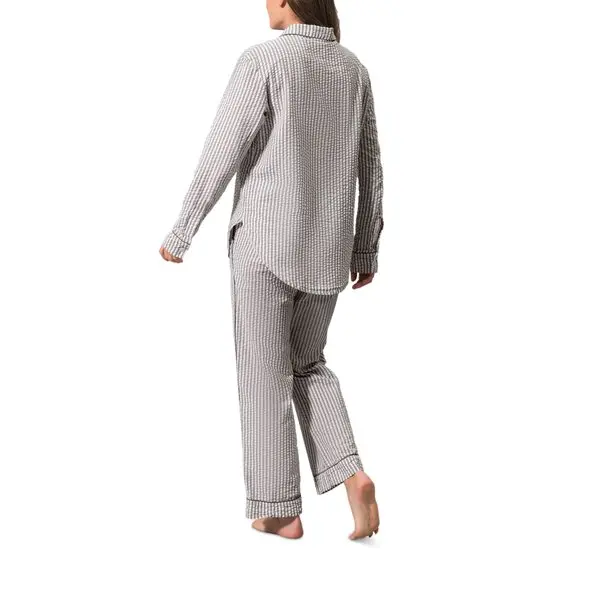 MATOUK Matteo Striped Seersucker Pajama Set - Bark