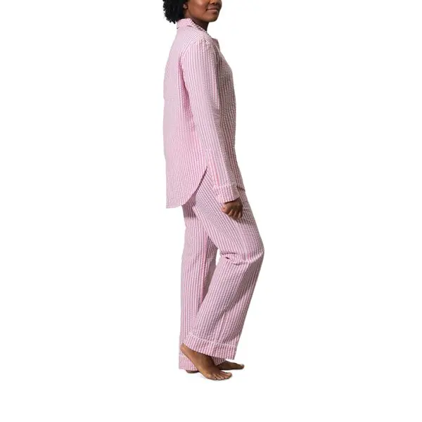 MATOUK Matteo Striped Seersucker Pajama Set - Peony