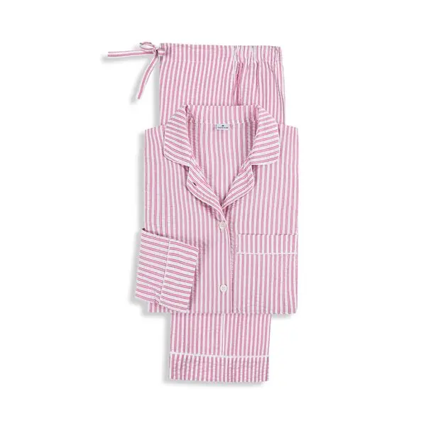 MATOUK Matteo Striped Seersucker Pajama Set - Peony