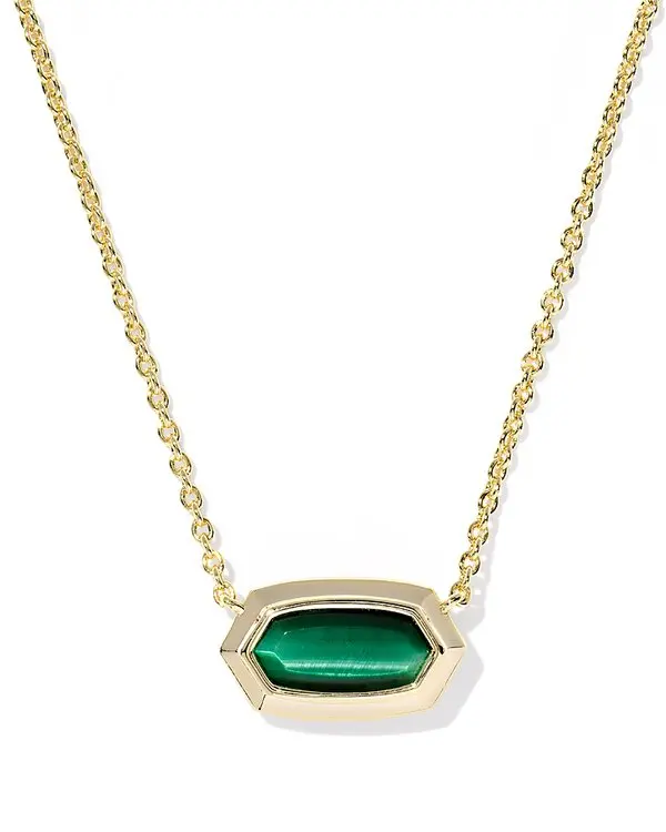 Kendra Scott Elisa Stone Bezel Pendant Necklace - Gold/green