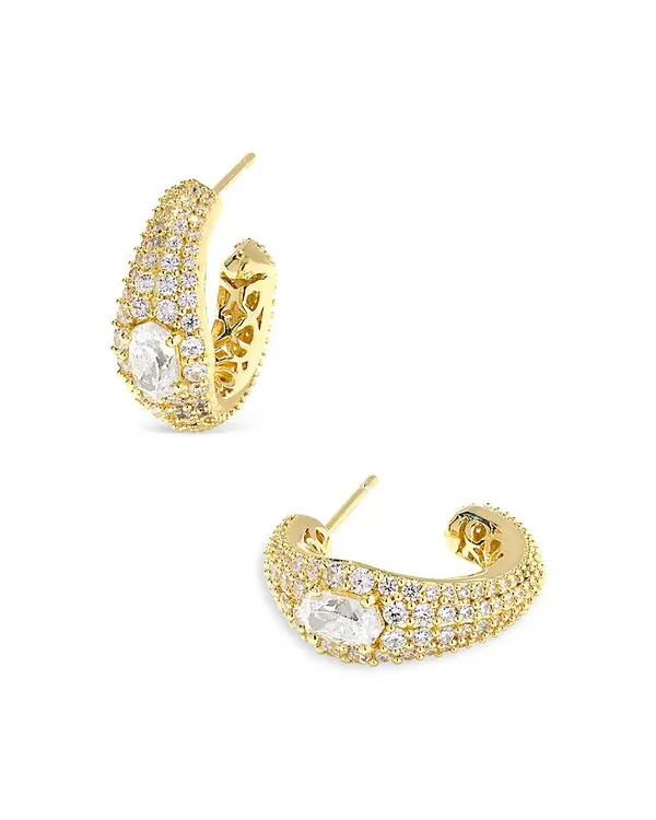 Kendra Scott Bella Crystal Open Hoop Earrings - Gold