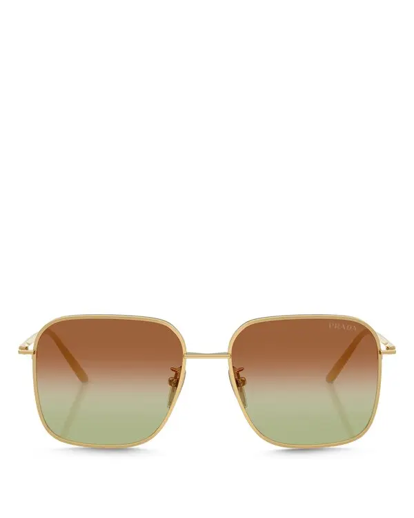 Prada Square Sunglasses, 57mm - Gold