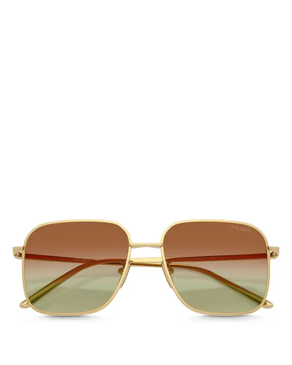 Prada Square Sunglasses, 57mm - Gold